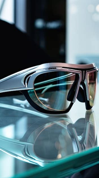 Premium Ai Image Futuristic Glasses In Silver Color On Table
