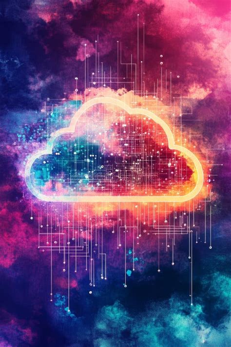 Vibrant Cloud Computing Illustration In A Futuristic Digital Art Design Stock Illustration