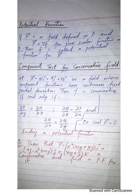 Solution Conservative Field And Potential Function With Examples