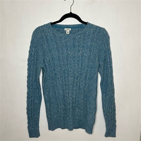 Ll Bean Sweaters Vtg Ll Bean Sweater Blue White Cable Knit