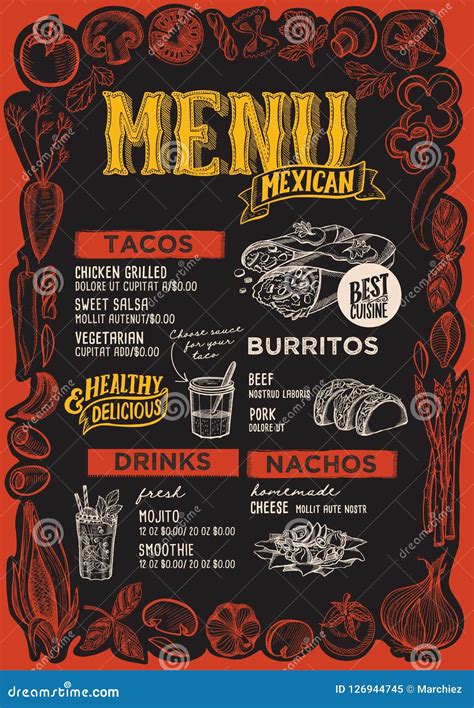 Mexican Menu Restaurant Food Template Vector Illustration