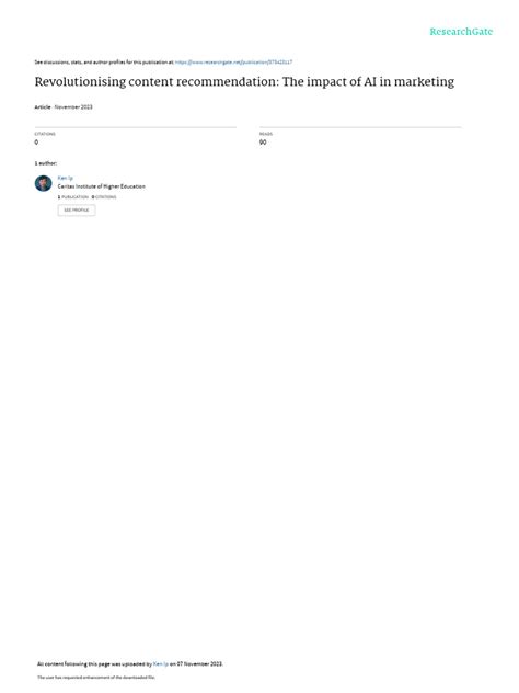 Revolutionising Content Recommendation The Impact Of Ai Pdf Artificial Intelligence