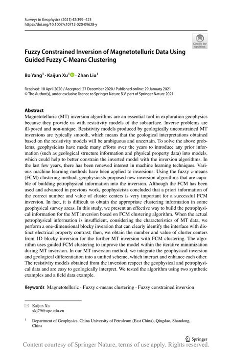 fuzzy constrained inversion of magnetotelluric data using guided fuzzy