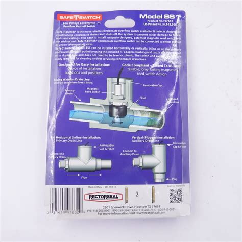 Rectorseal 97632 Safe T Switch Ss1 Drain Safety Switch With Clean Out Tool Oneclick Warehouse