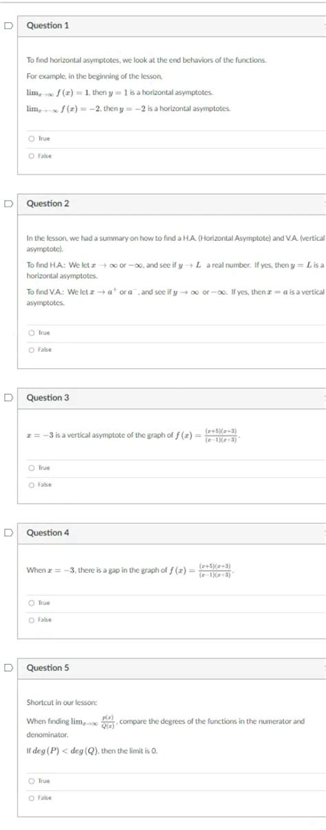 Solved To Find Horizontal Asymptotes We Look At The End Chegg