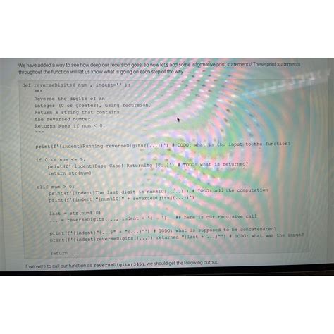 Solved We Have Added A Way To See How Deep Our Recursion Chegg