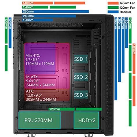 Musetex Atx Mid Tower Pc Gaming Case With Pcs X Argb Fans Pcs X