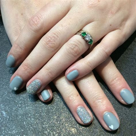 Grey Nails Mystic Slate Cnd Shellac With Added Glitter And Hand