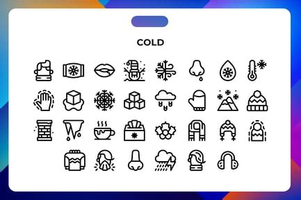 Cold Icons Winter Weather And Frozen Blizzard Set Icons Ft Cold