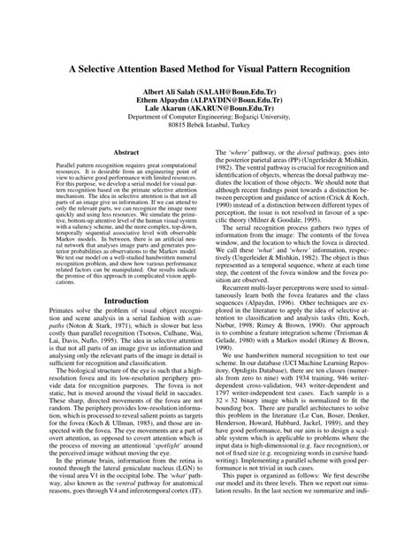 Pdf A Selective Attention Based Method For Visual Pattern Recognition
