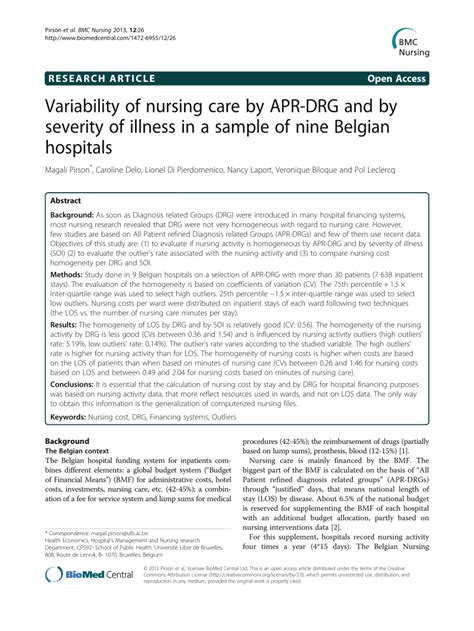 Pdf Variability Of Nursing Care By Apr Drg And By Severity Of Illness