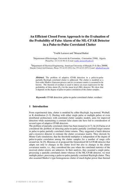 Pdf An Efficient Closed Form Approach To The Evaluation Of The