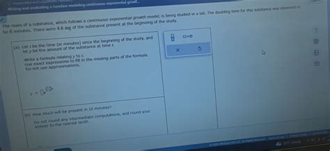 Solved O Tzo Writing And Evalusting A Function Modeling Continuous Exponential Growt The Ma