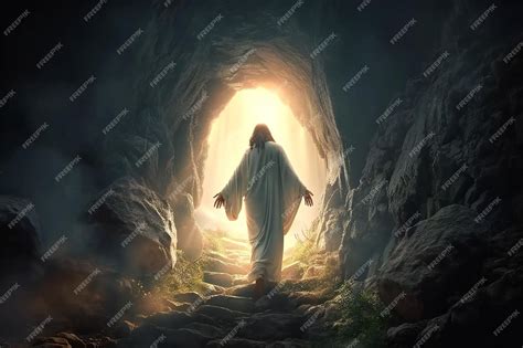 Premium Photo Jesus Christ Is Risen Coming Out Of The Tomb
