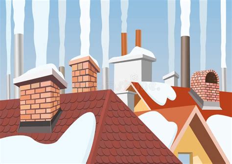 Smoke Rising From The Chimneys Stock Vector Illustration Of Detail