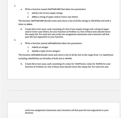 Solved 1 A Write A Function Named Hasfinalletter That