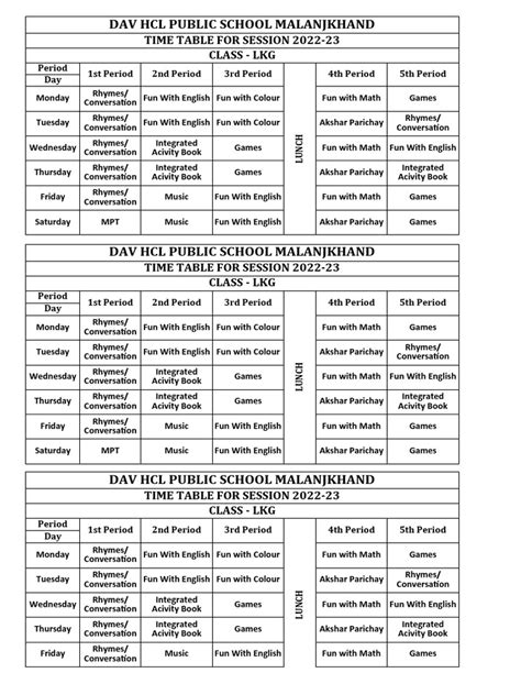 Lkg Time Table Pdf