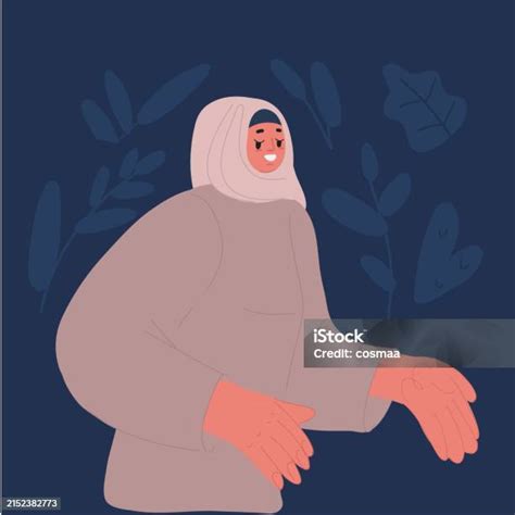 히잡을 쓴 무슬림 여자의 만화 벡터 그림입니다 전통 의상을 입은 어린 아랍 소녀의 초상화 공동체에 대한 스톡 벡터 아트 및 기타