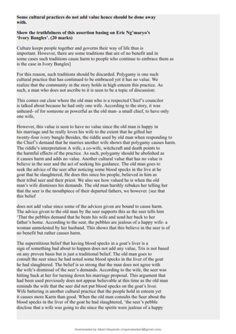A Silent Song And Other Stories Essay Questions And Answers V2 Elimu