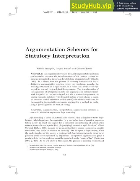 Argumentation Schemes For Statutory Interpretation Pdf