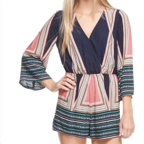 🆕 Tea N Cup 34 Sleeve Blue Print Romper Printed Rompers Rompers