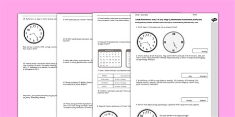 Jednostki Czasu Test Matematyka Szkoła Podstawowa Po Polsku