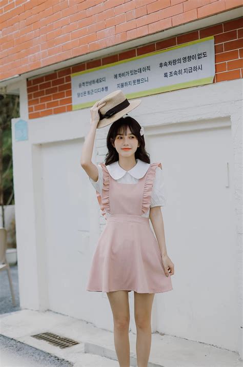 Frilly Mini Apron Pinafore Dress Pink Megoosta Fashion
