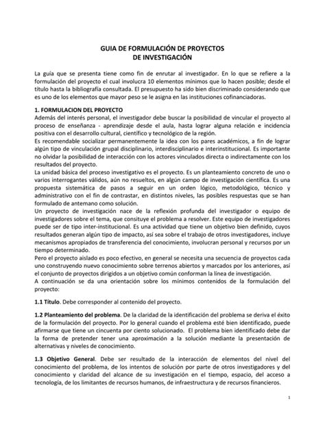 Guia De FormulaciÓn De Proyectos