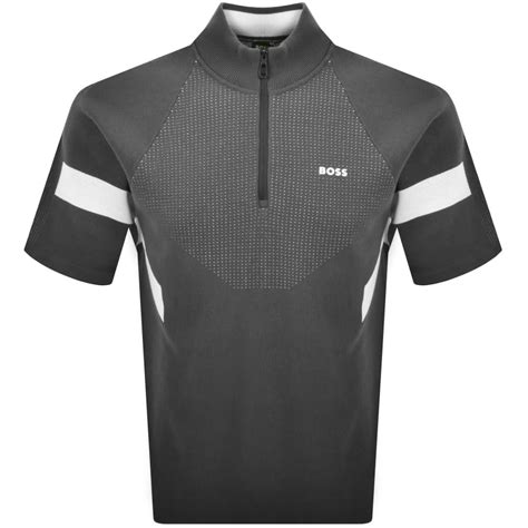 Boss Tennis Retro Knit Qz T Shirt Grey Mainline Menswear X