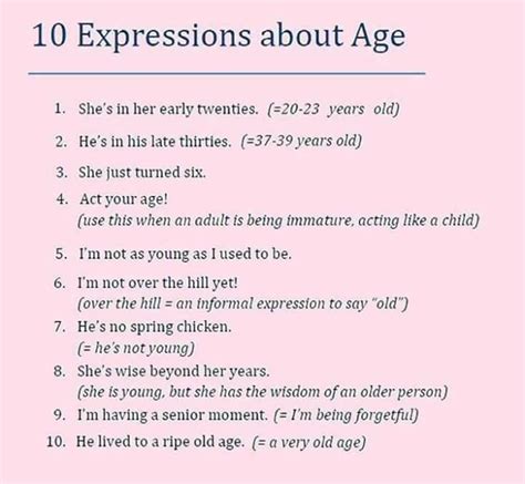Expressions About Age Learn English English Phrases English Writing Skills