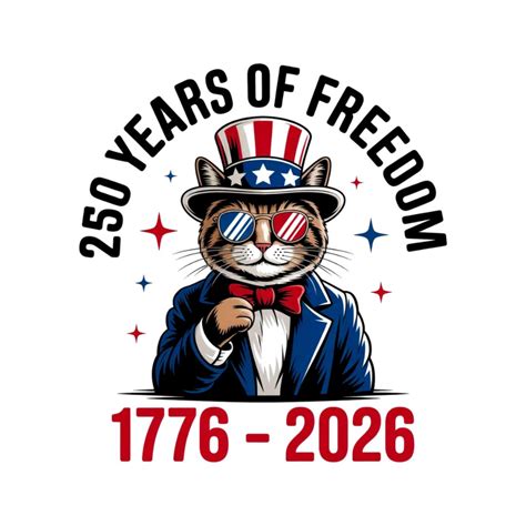 Patriotic Cat Png 1776‑2026 Usa Independence Day Design 250 Years