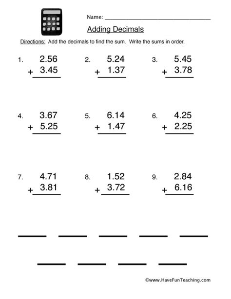 Practice Adding Decimals Worksheets 99worksheets