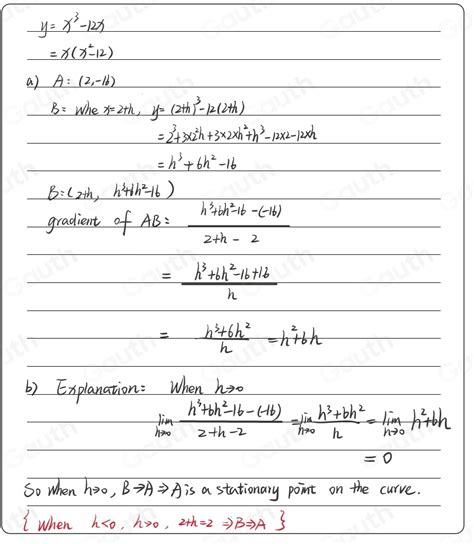 Solved A Curve Has Equation Y X 3 12x The Point A On The Curve Has Coordinates 2 16 The