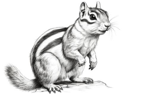 Premium Ai Image Cute Chipmunk Drawing On White Background Generative Ai