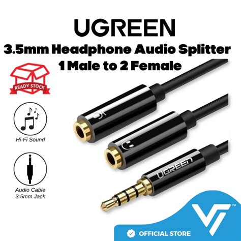 Ugreen Av141 Audio Cable 35mm Jack Microphone Splitter Cable 1 Male