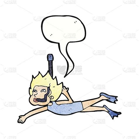 卡通游泳者与呼吸管与讲话气泡素材 花瓣网