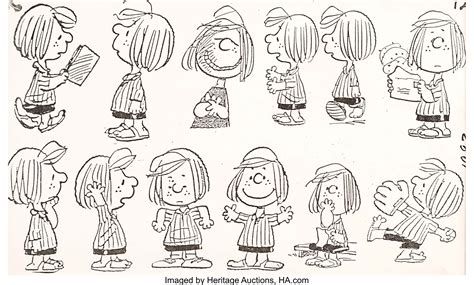 Peanuts Peppermint Patty Model Sheet With Remarqued Sketch By Bill