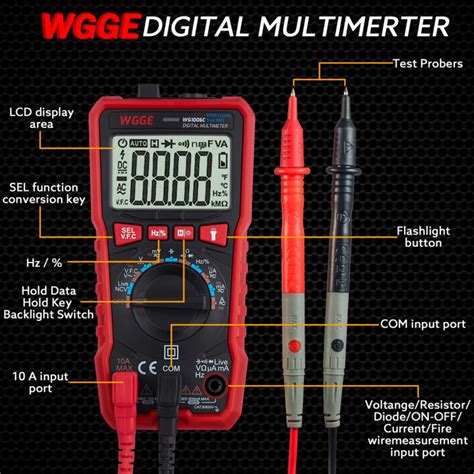 Wgge Digital Multimeter Trms 9999 Counts Auto Ranging Voltage Tester Voltmeter Measuring Ac Dc