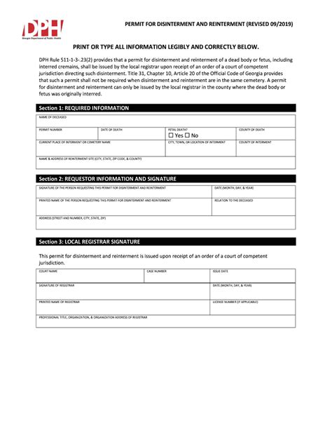 Fillable Online Issue Disinterment Permit Minnesota Department Of