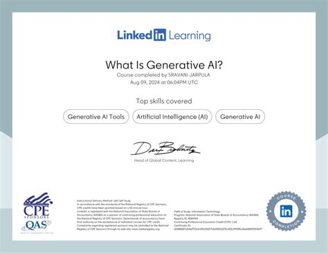 sravani jarpula on linkedin certificate of completion