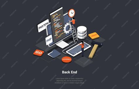 Premium Vector Concept Of Back End Development Coding Software Engineering Programming Server