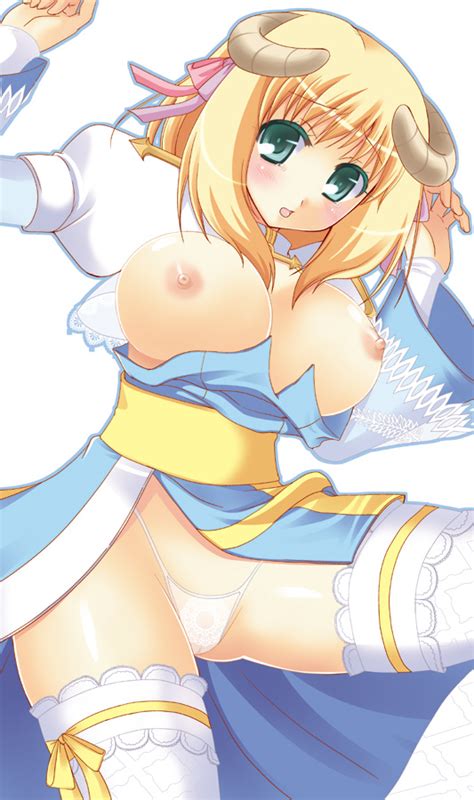 Rule 34 Archbishop Areolae Blonde Hair Blush Breasts Breasts Out Green Eyes Hair Ribbon