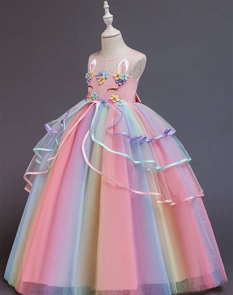 Cute Girls Party Rainbow Dress Txh094