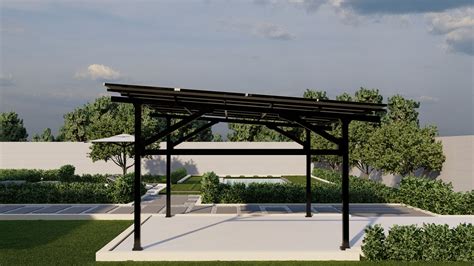 Chiko Usa Residential Steel Carport Black Solar Pergola Solar Gazebo