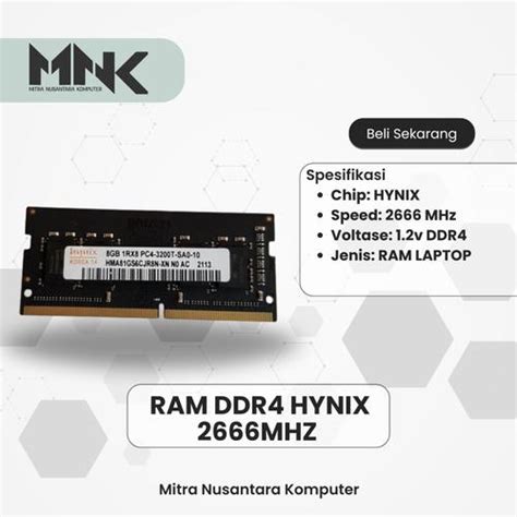 Jual Ram Ddr4 Hynix 8gb 2666mhz Sodimm 8 Gb Kota Yogyakarta Mitra Nusantara Komputer Yk
