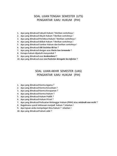 Pih Soal Uts Dan Uas Pdf