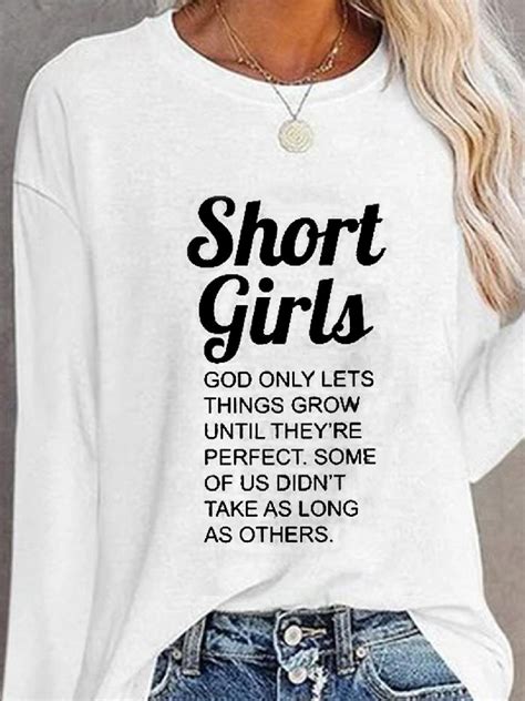 Casual Text Letters Loose Crew Neck Long Sleeve T Shirt Tunic T