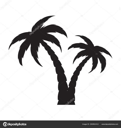 Palm Tree Silhouette Vector Coconut Trees Realistic Silhouettes