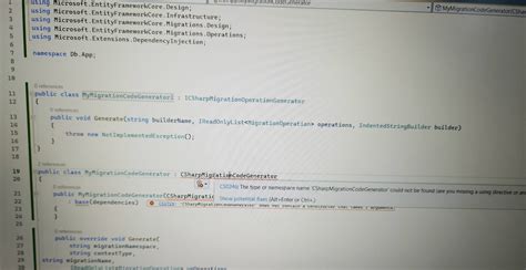 Displaying Error Type R Namespace Name Csharpmigrationcodegenerator