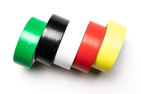 접착제 끈적 끈적한 종이 흰색 배경에 고립 된 다채로운 덕트 스카치 테이프 세트 찢어진 스트립 그런지 텍스처 가장자리에 대한 스톡 사진 및 기타 이미지 Istock